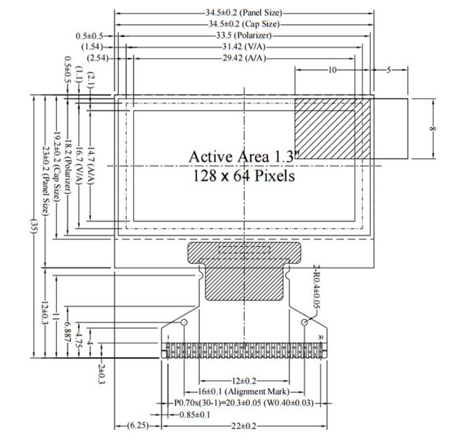 1.3 inch oled display resolution 128*64 SPI or I2C interface - Dalian ...
