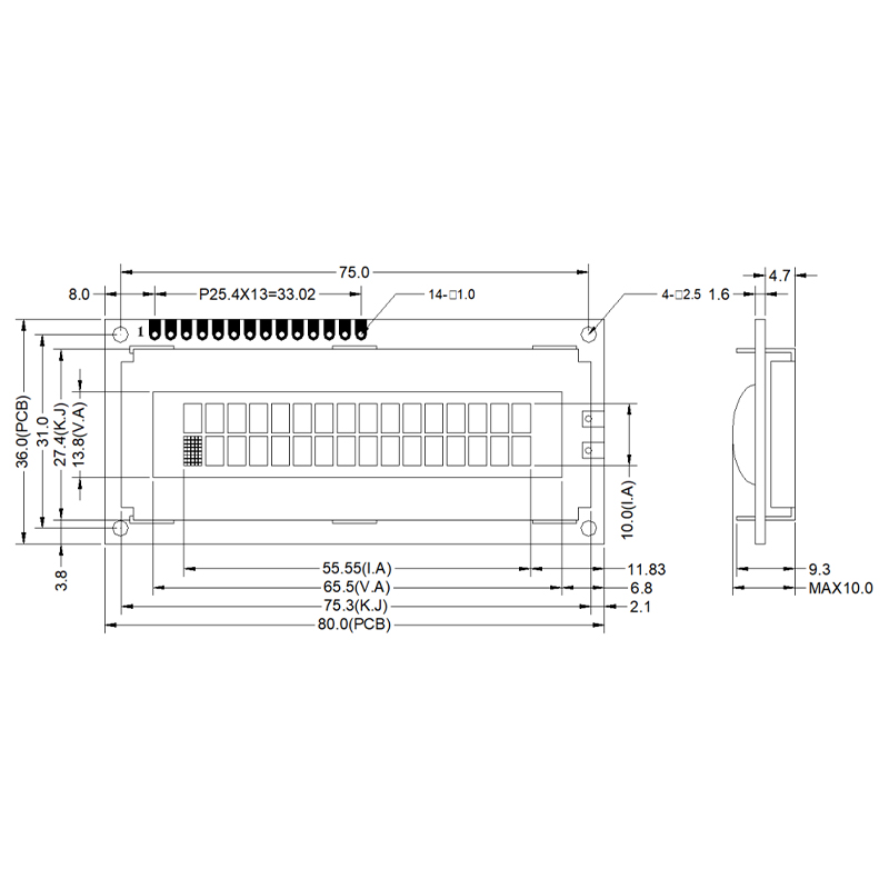 EDM1602-01/5x7 点阵屏/LED背光液晶屏/并行液晶屏/COB液晶模组 - 大连东方显示有限公司